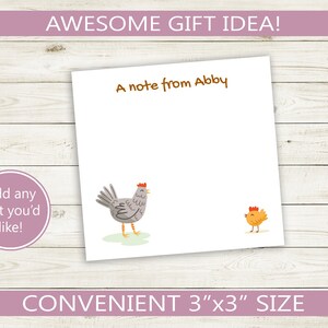 Personalized Sticky Notes With Chicken Design and Custom Text // 3"x3 ...
