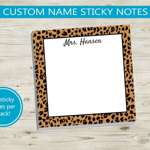 Personalized Sticky Notes With Custom Name and Cheetah Print Design ...