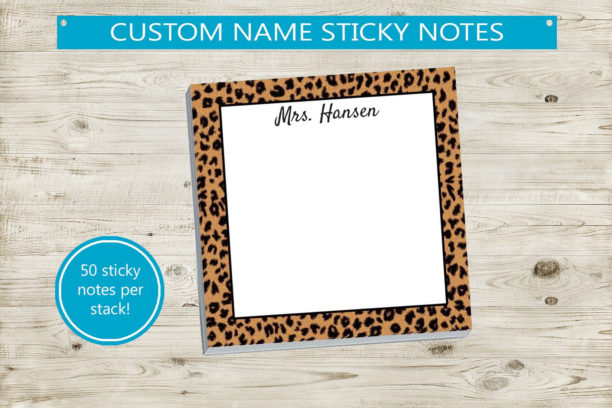 Personalized Sticky Notes With Custom Name and Cheetah Print - Etsy