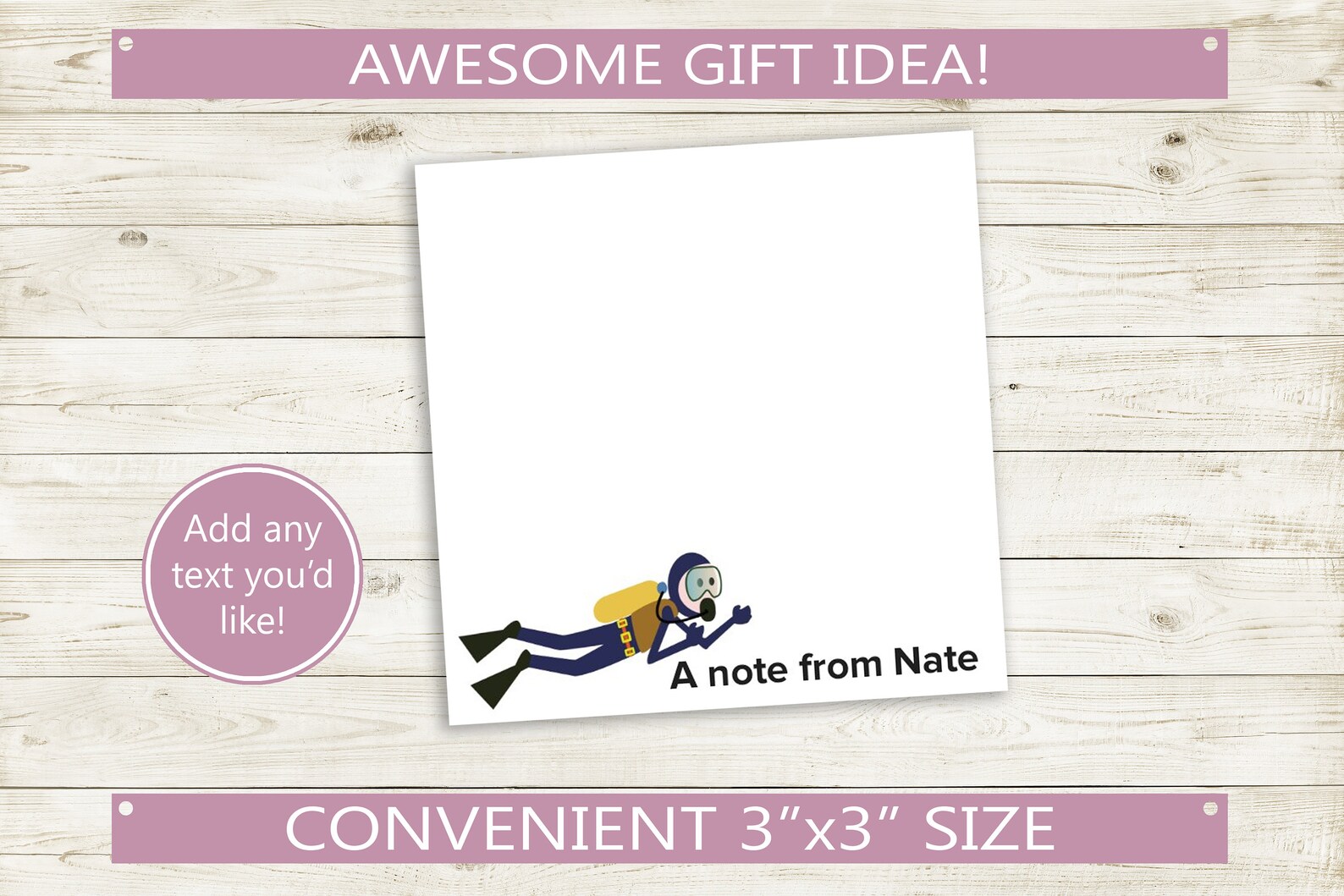 Custom Scuba Sticky Notes // Personalized Text // 50 Stickies per Pad ...