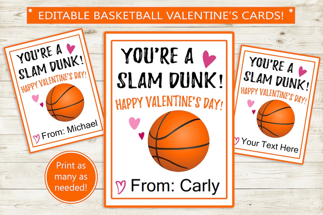 Basketball Printable Valentine's Day Cards // Instant Download ...