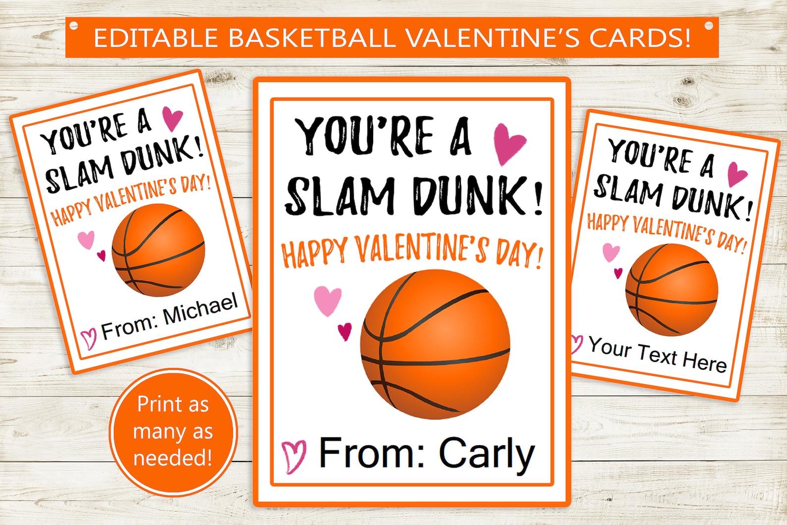 Basketball Printable Valentine's Day Cards // Instant Download ...