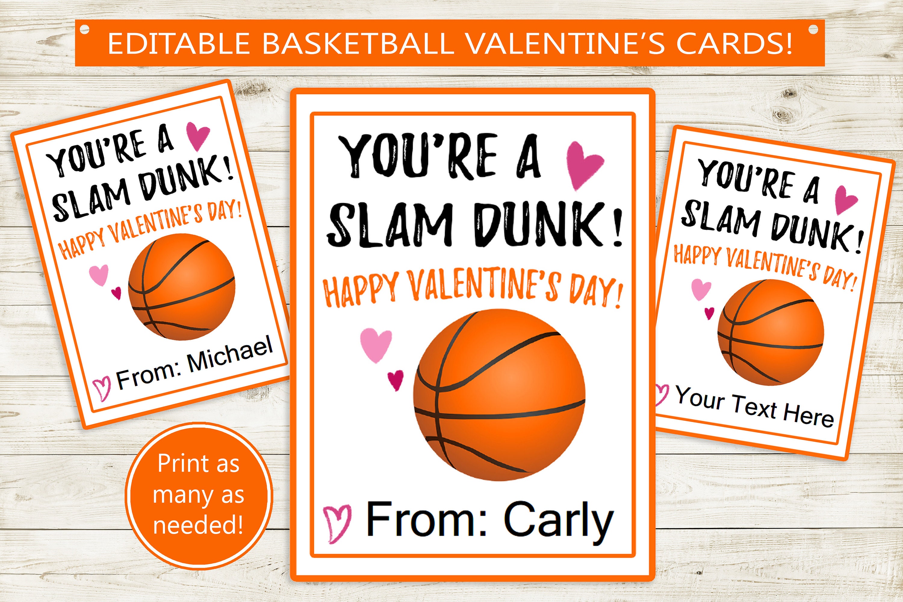 Basketball Printable Valentine's Day Cards // Instant Download ...