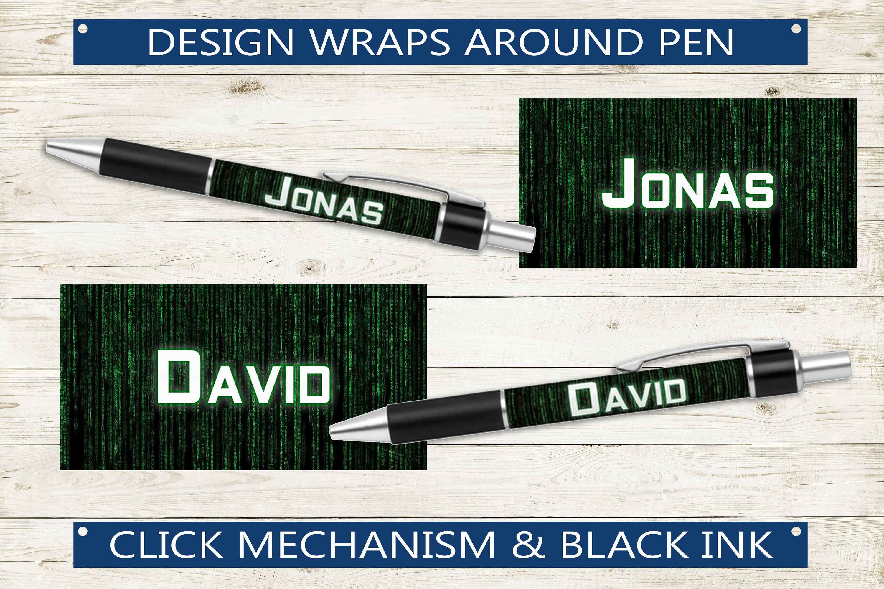 Custom Techy Pen // Black Ink Ballpoint Pen With Personalized - Etsy