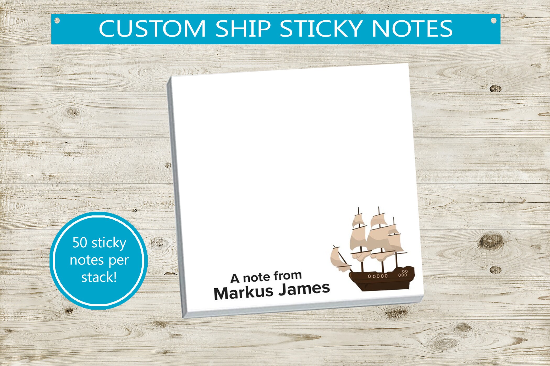 Custom Ship Sticky Notes // Personalized With Any Text // 50 - Etsy