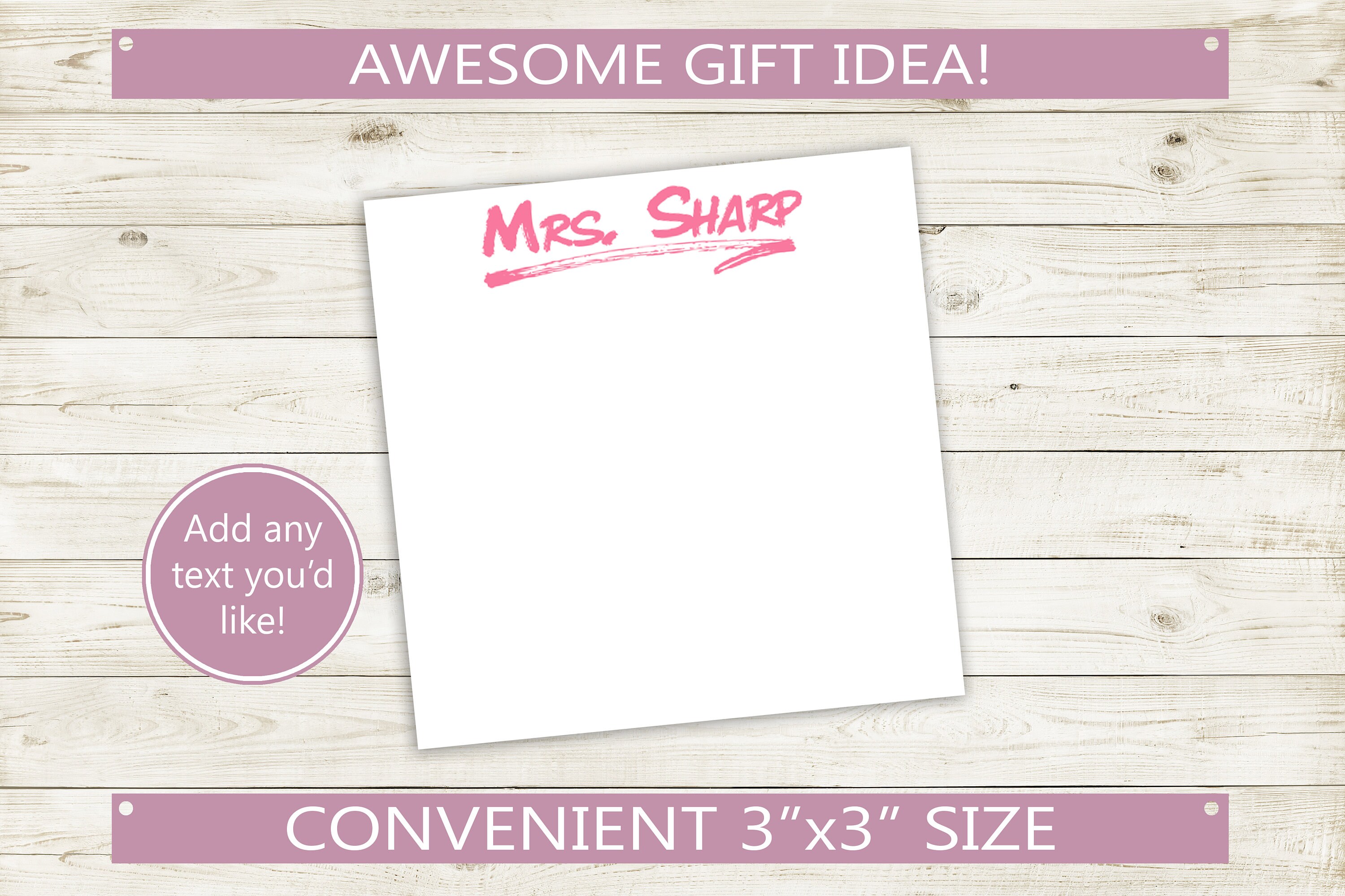 Personalized Sticky Notes with Custom Name or Text // | Etsy