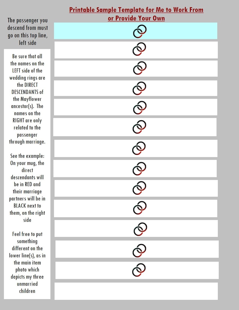 Personalized Mayflower Descendant Wall Print, Mayflower Ancestor Chart ...