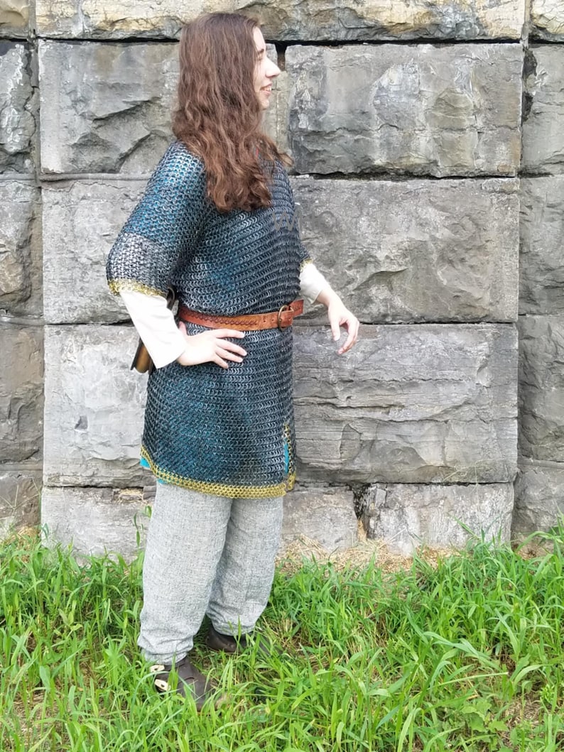 Half Sleeve Chainmail Shirt: Mild Steel Viking Hauberk, Medieval Armor ...