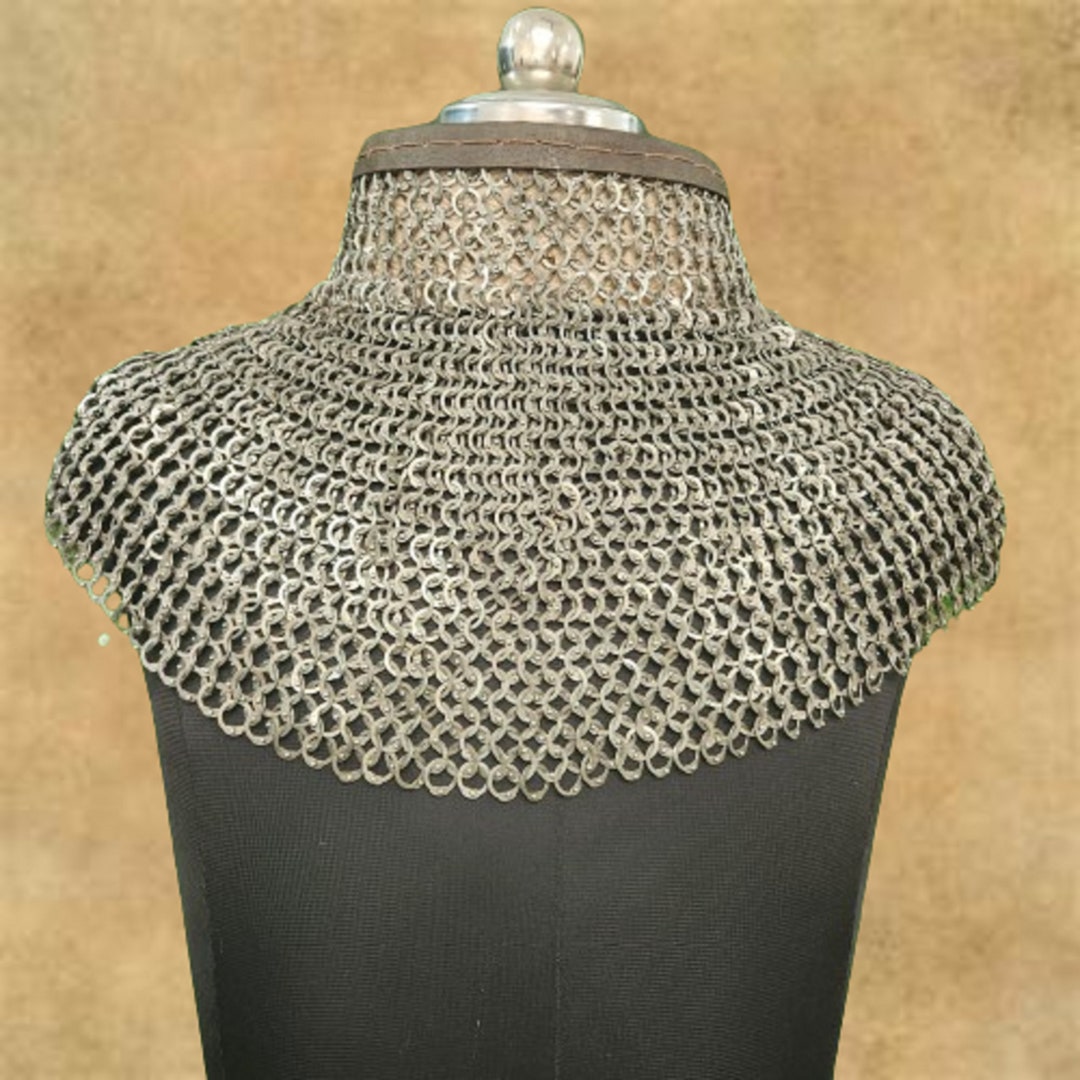 Medieval Stainless Steel Chainmaile Gorget / Neck Protection/ Chainmail Collar / Bishop Mantle ...