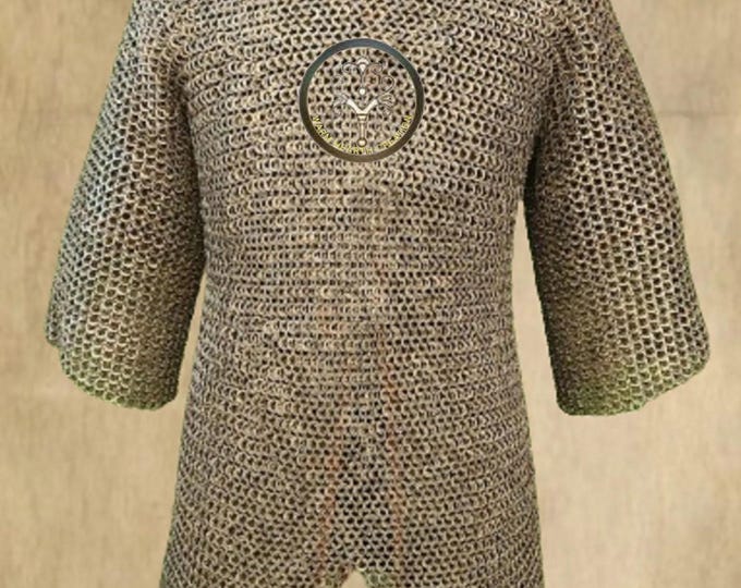 Chainmail Huberk / Medieval Chainmail Half Sleeve Shirt / 9 Mm Flat ...