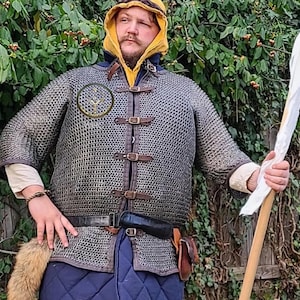 8mm Flat Century Medieval Chainmail Hauberk, Chainmaile Shirt,open ...