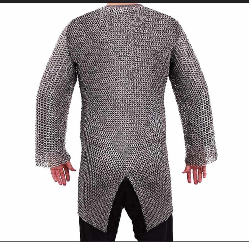 Mild Steel Chainmail Shirt, 9mm Flat Riveted Haubergeon, Medieval Armor ...