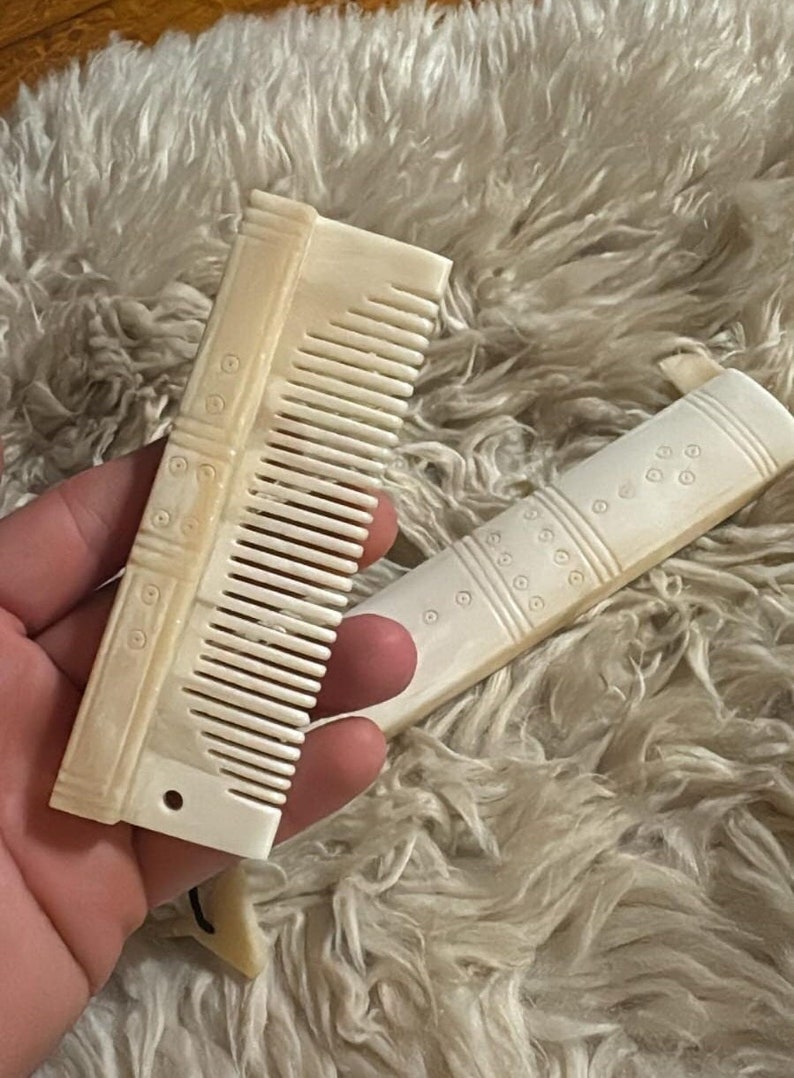 Viking Bone Comb With Locking Case - Handmade Medieval Grooming Tool - Etsy