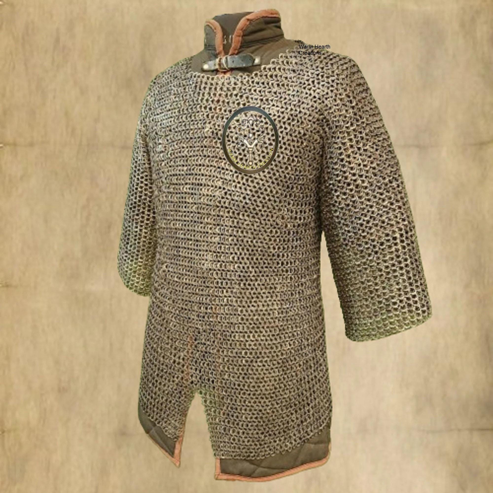 Chainmail Huberk / Medieval Chainmail Half Sleeve Shirt / 9 Mm Flat ...