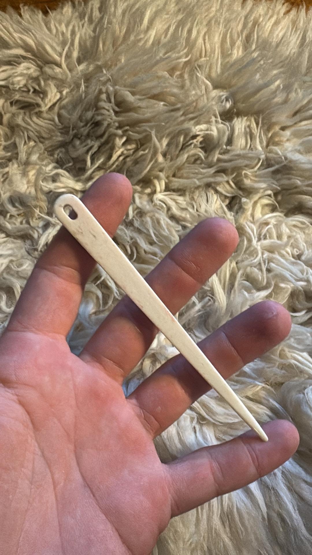 Antique Style Handmade Bone Nålbinding Needle - Flat Line and Dot ...