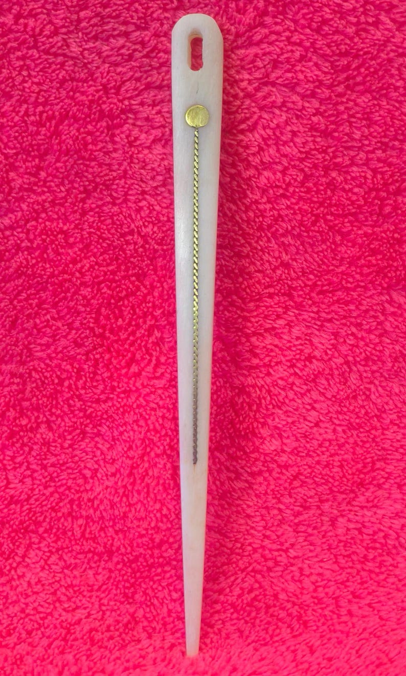 Bone Nalbinding Needle With Brass Accent: Handmade Stitching Tool - Etsy
