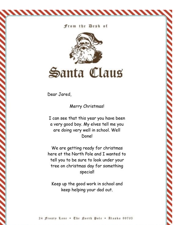 Letter From Santa Claus Downloadable and Editable | Etsy