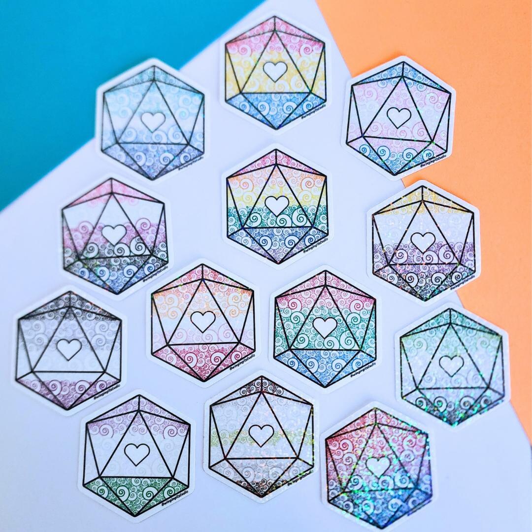 D20 Pride Flag Sticker: LGBTQIA+ Holographic DND Dice - Etsy