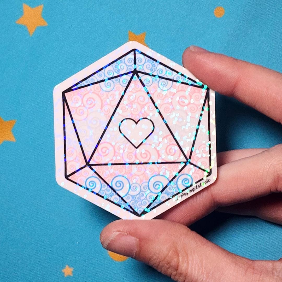 D20 Trans Sticker: Transgender Pride. LGBTQIA+ Sticker, DND D20 Dice ...