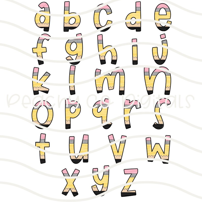 Pencil Letters PNG Alphabet Pack Back to School Teacher Letters - Etsy