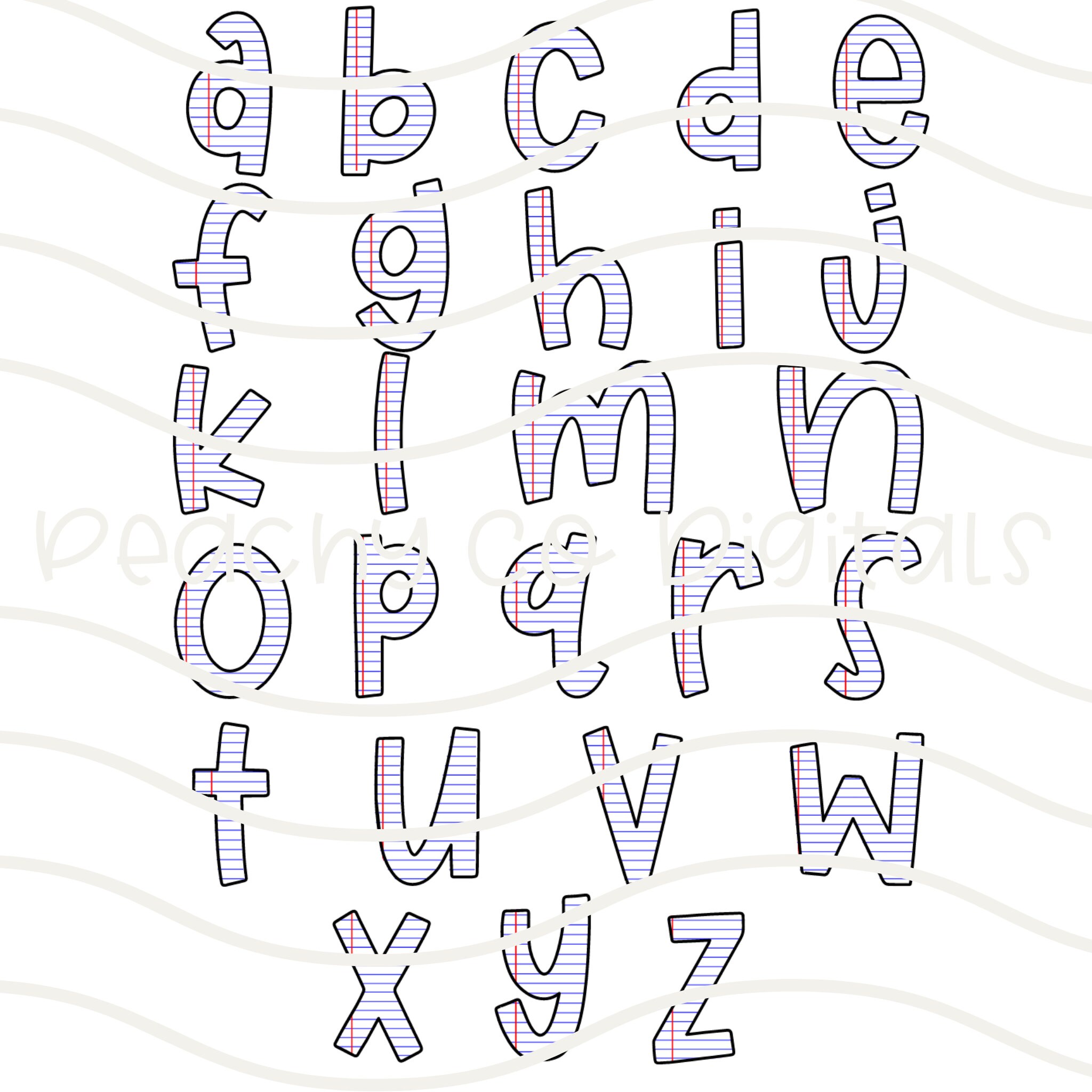 Notebook Paper Lined Letters PNG Alphabet Pack Back to School Teacher ...