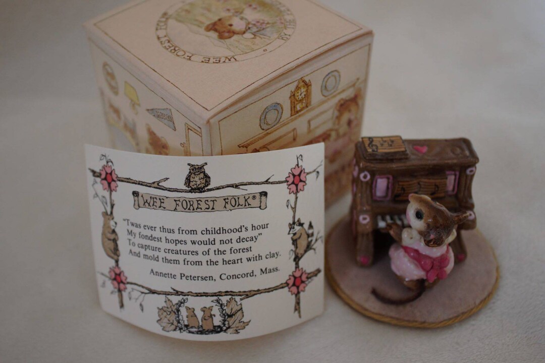 Retired Wee Forest Folk M-30 Pink Mouse Pianist With Box and Card - Etsy
