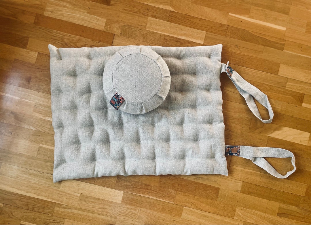 Meditation Mat With Zafu Cushion in 3 Sizes Pure Linen Top Quality ...