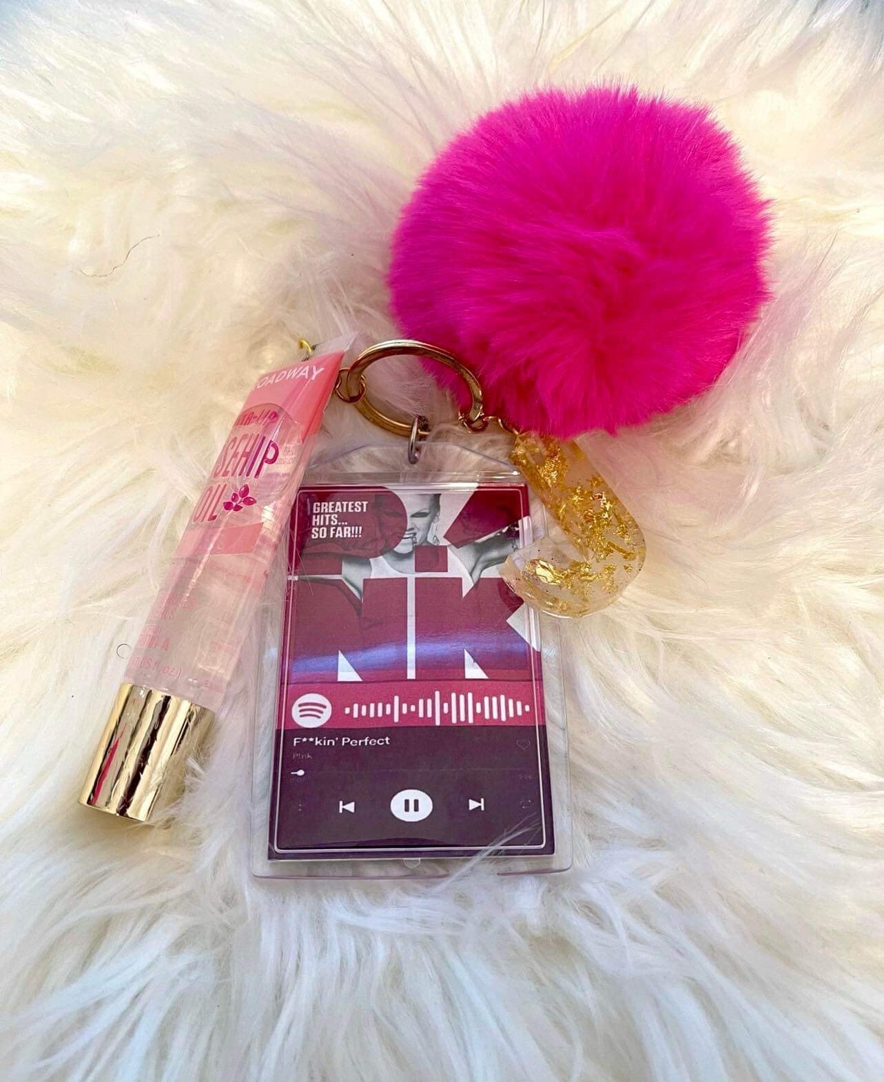 Music Keychains With Resin Letter Keychain With Lip Gloss - Etsy