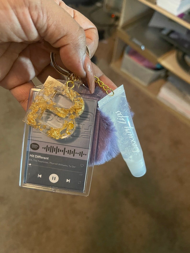 Music Keychains With Resin Letter Keychain With Lip Gloss - Etsy