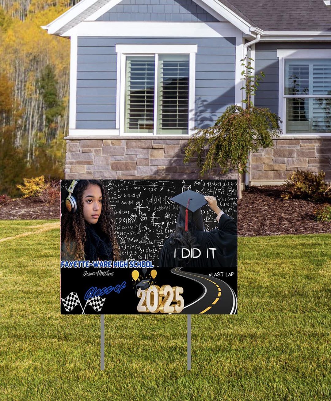 Graduation Yard Sign With Stake, Personalized Outdoor High School ...