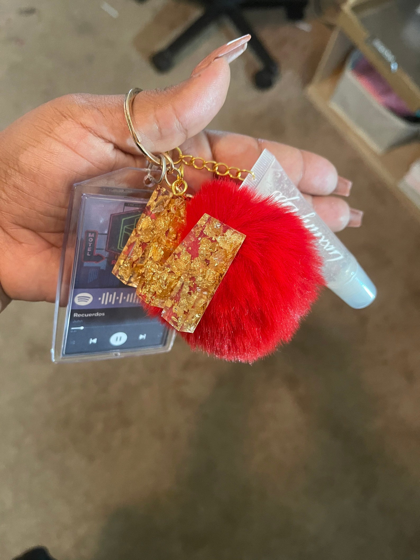 Music Keychains With Resin Letter Keychain With Lip Gloss - Etsy