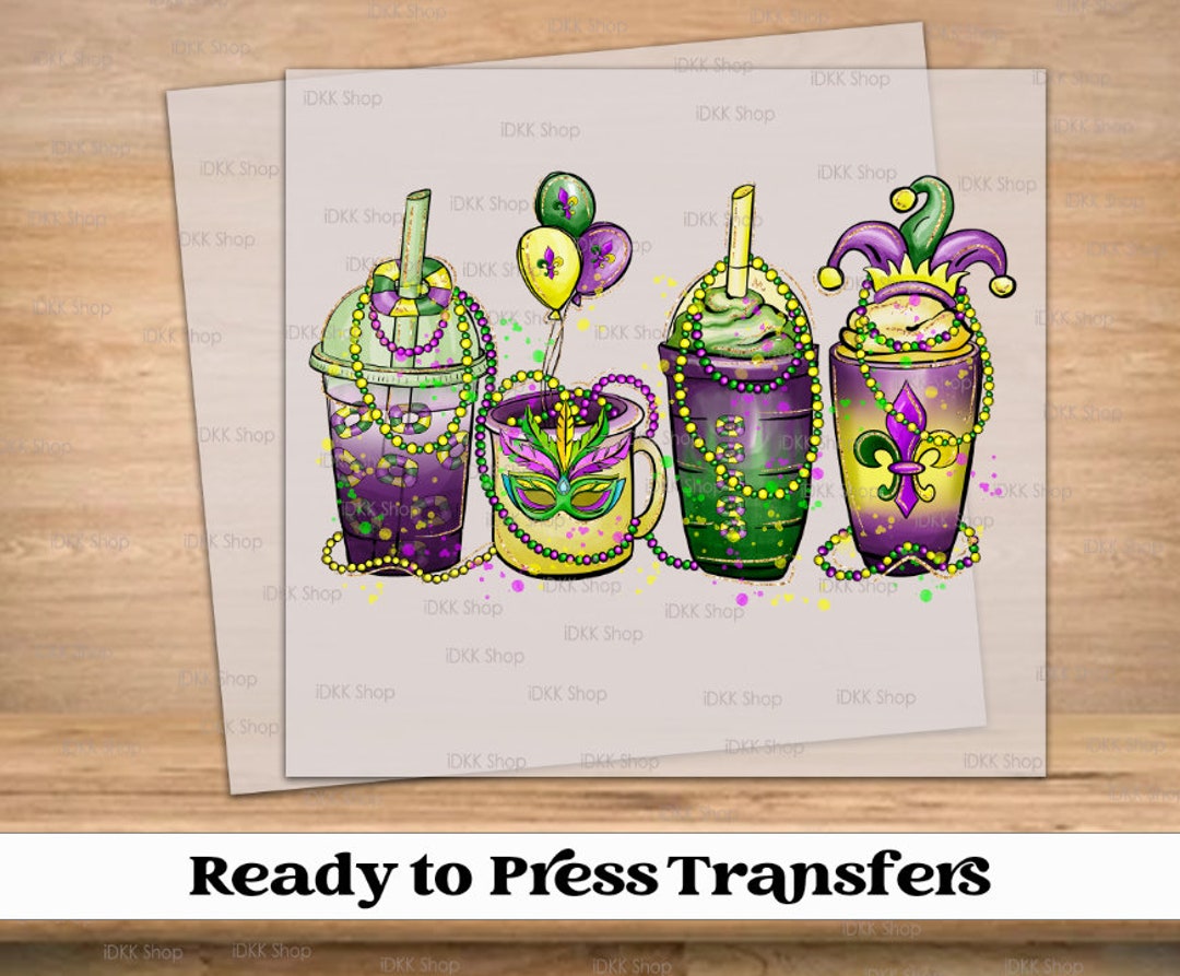DTF Transfer, Latte Mardi Gras | Ready to Press Transfers | Visit Our ...