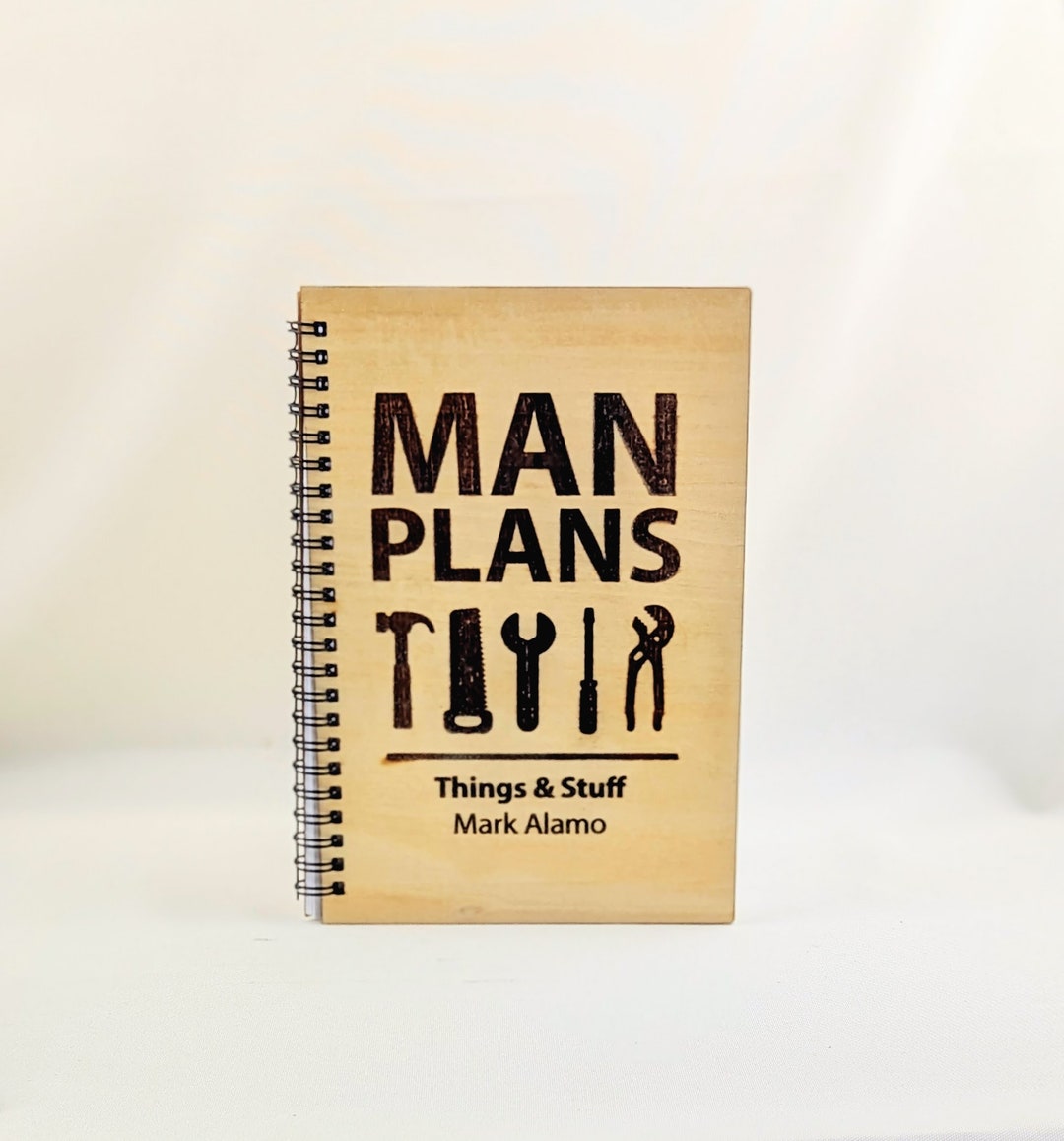 Man Plans Wood Engraved Notebook, Stunning Men's Laser Engraved Note ...