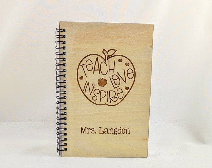 Teach Love Inspire Personalized Teacher Engraved Notebook, Custom ...