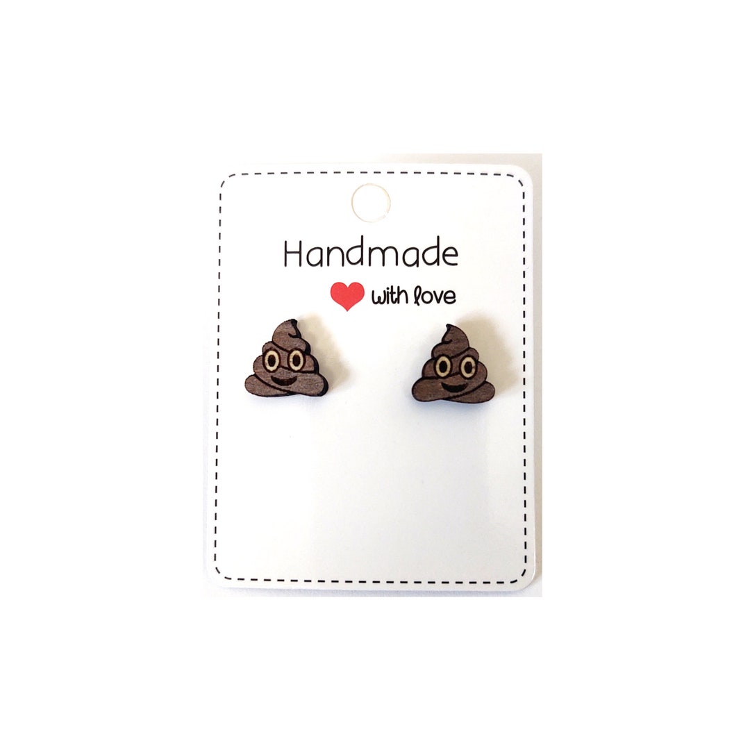 Poop Stud Earrings, Laser Cut Engraved, Poop Jewelry, Modern, Handmade ...