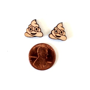 Poop Stud Earrings, Laser Cut Engraved, Poop Jewelry, Modern, Handmade ...