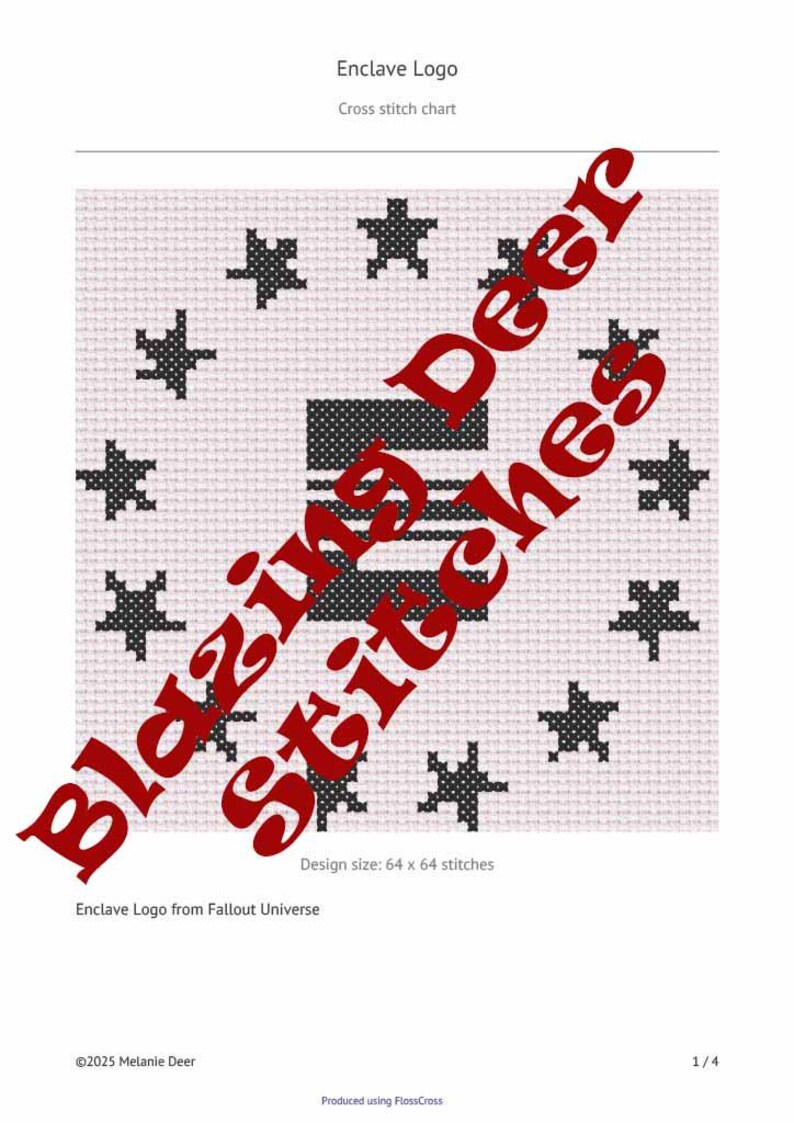 Enclave Logo Cross Stitch PDF Pattern - Customizable - Fallout ...