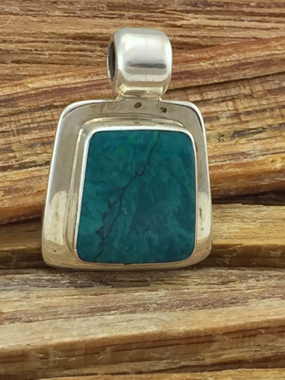 ATI Turquoise Sterling Pendant Mexico Mexican 925 Silver Vintage ...