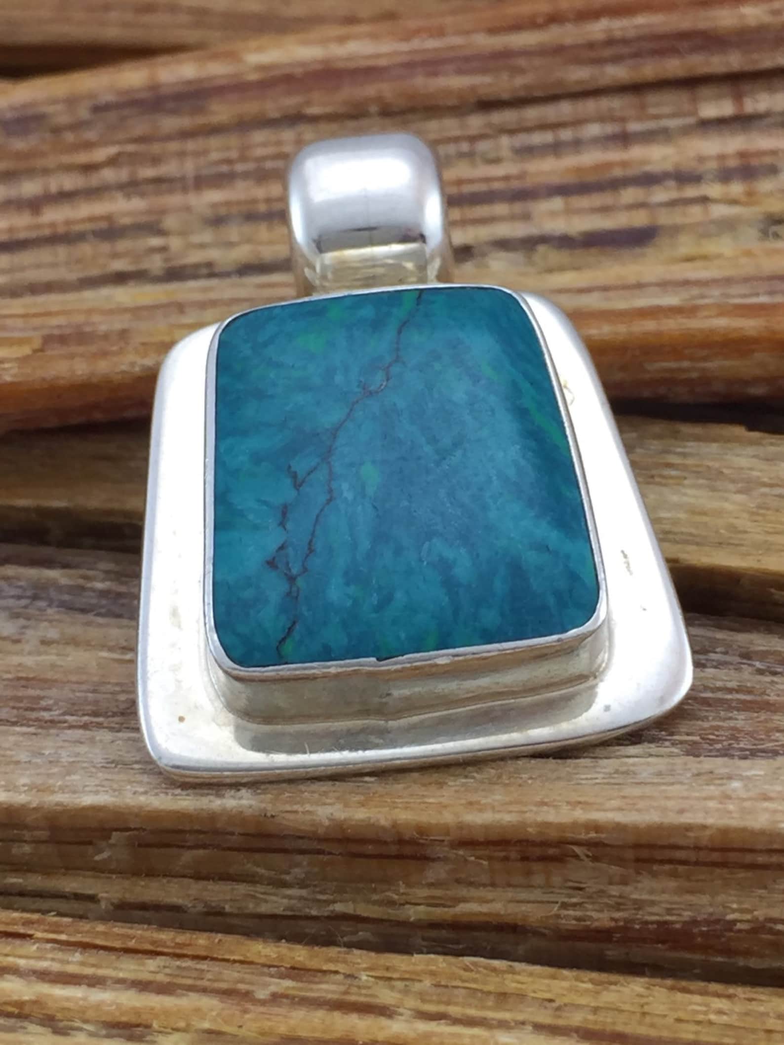 ATI Turquoise Sterling Pendant Mexico Mexican 925 Silver Vintage ...
