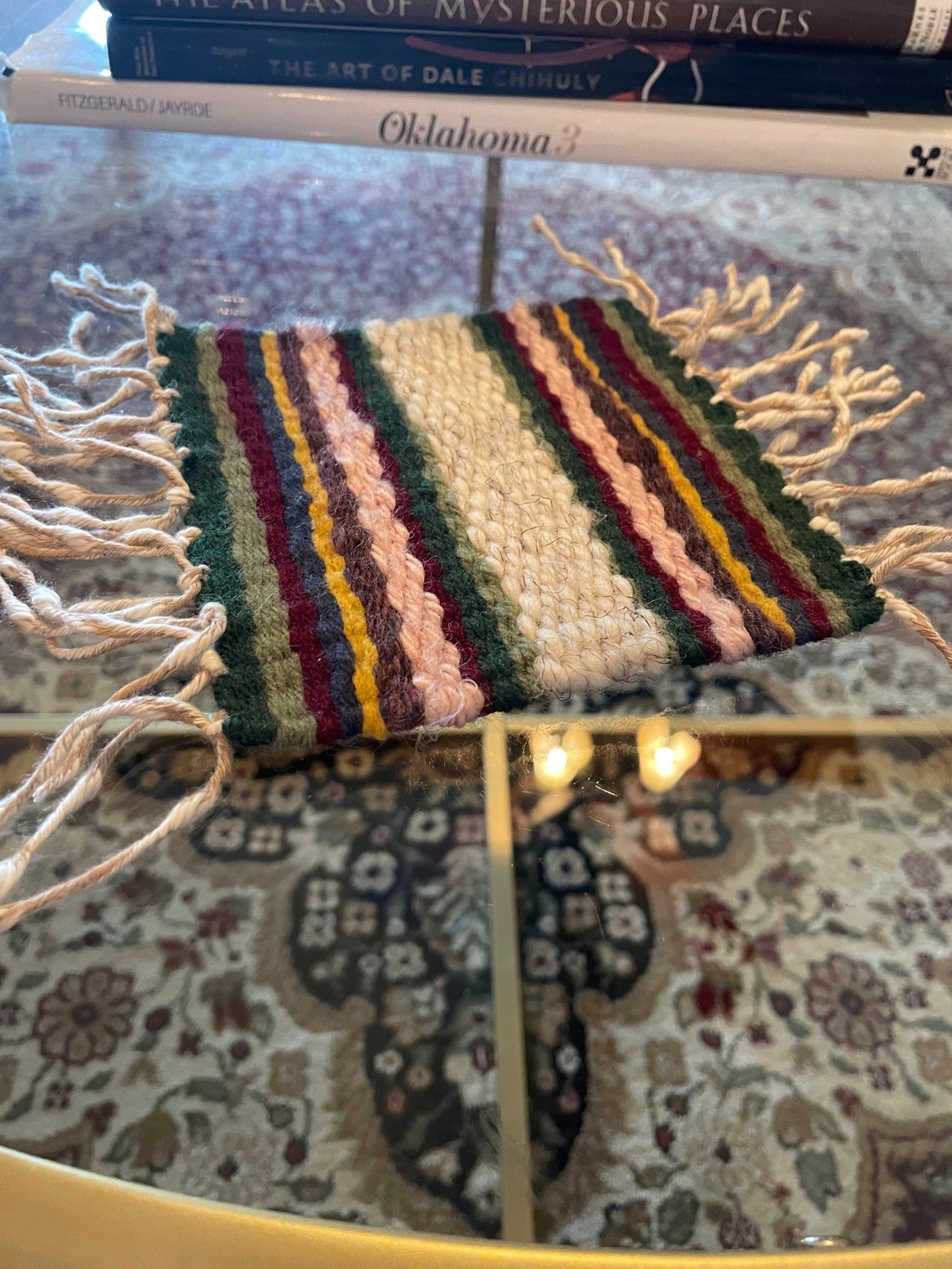 Mug Rug Coaster Hand Woven With Hand Tied Fringe - Etsy