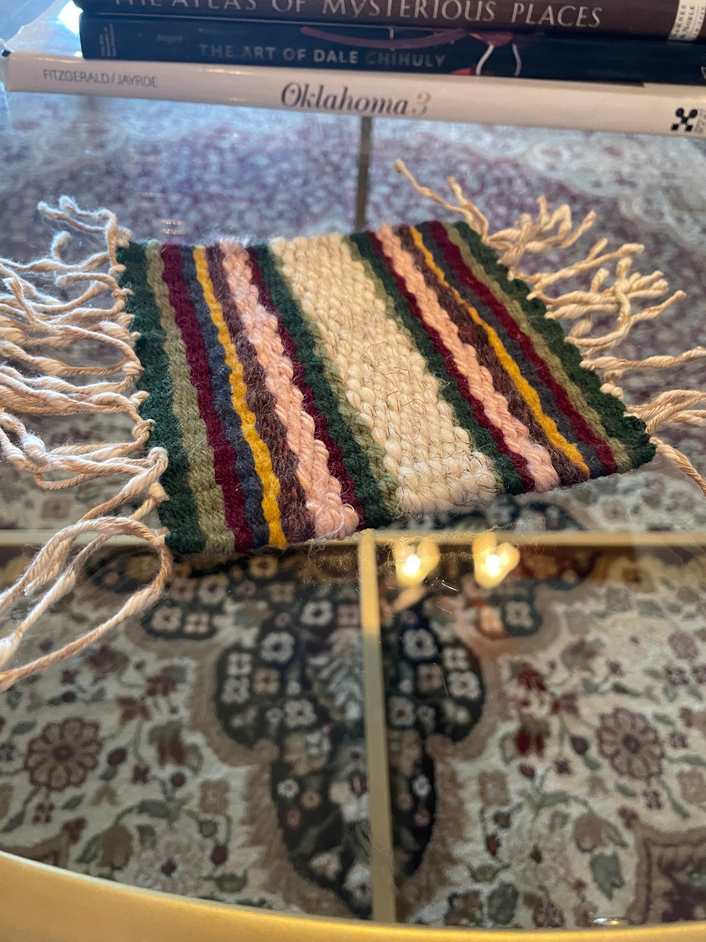 Mug Rug Coaster Hand Woven With Hand Tied Fringe - Etsy