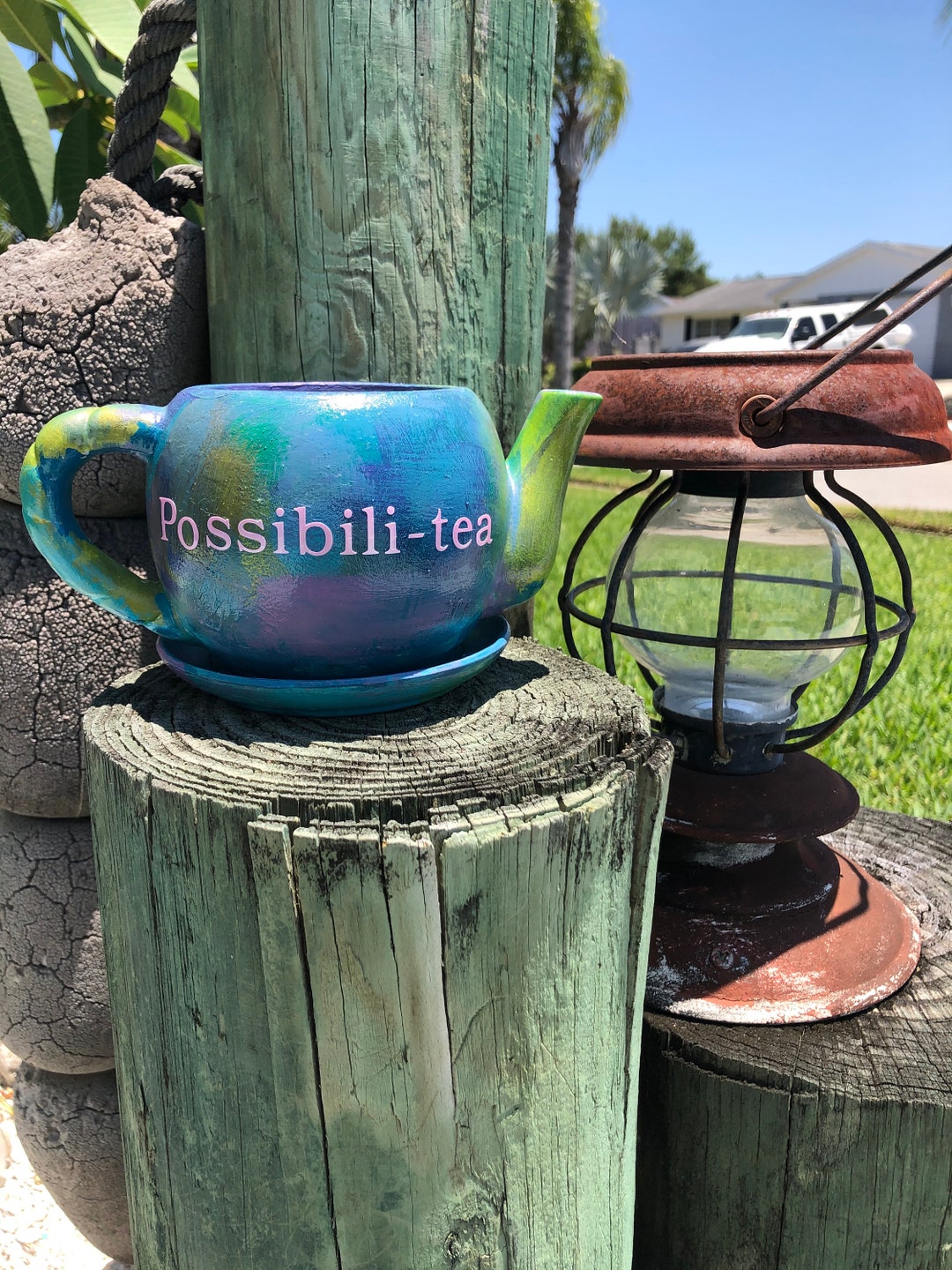 Hand-painted One of a Kind Design Tea Pot Decor Charming Ceramic Teapot ...