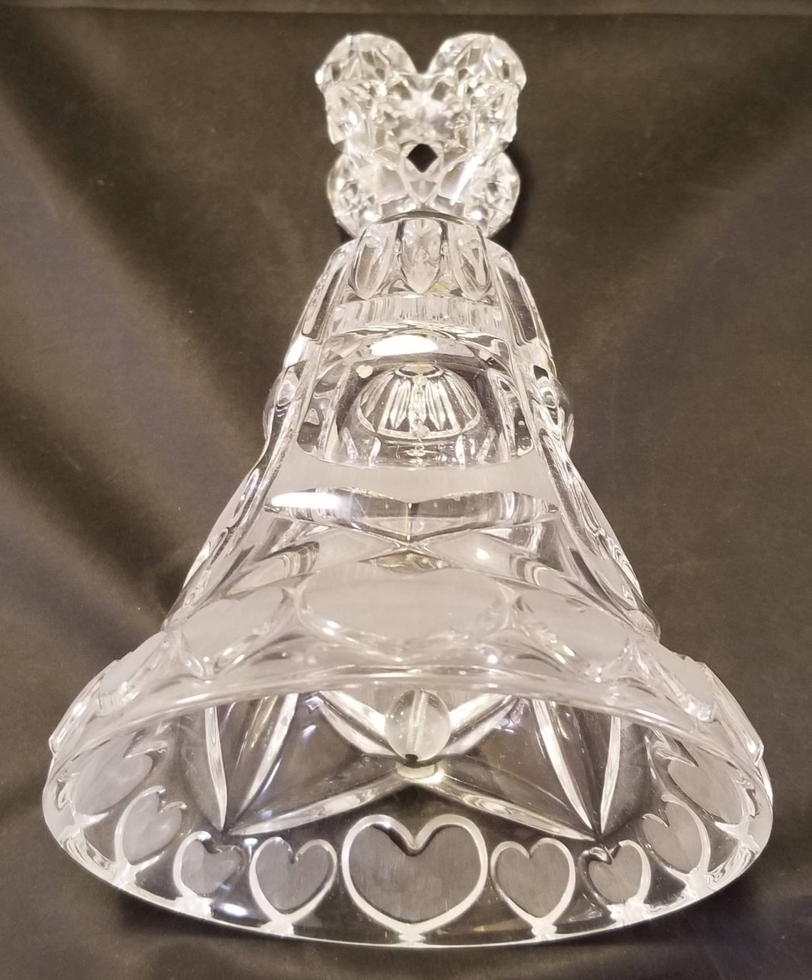 Vintage Lead Crystal Bell by Price Creation With Etched Heart Shaped ...