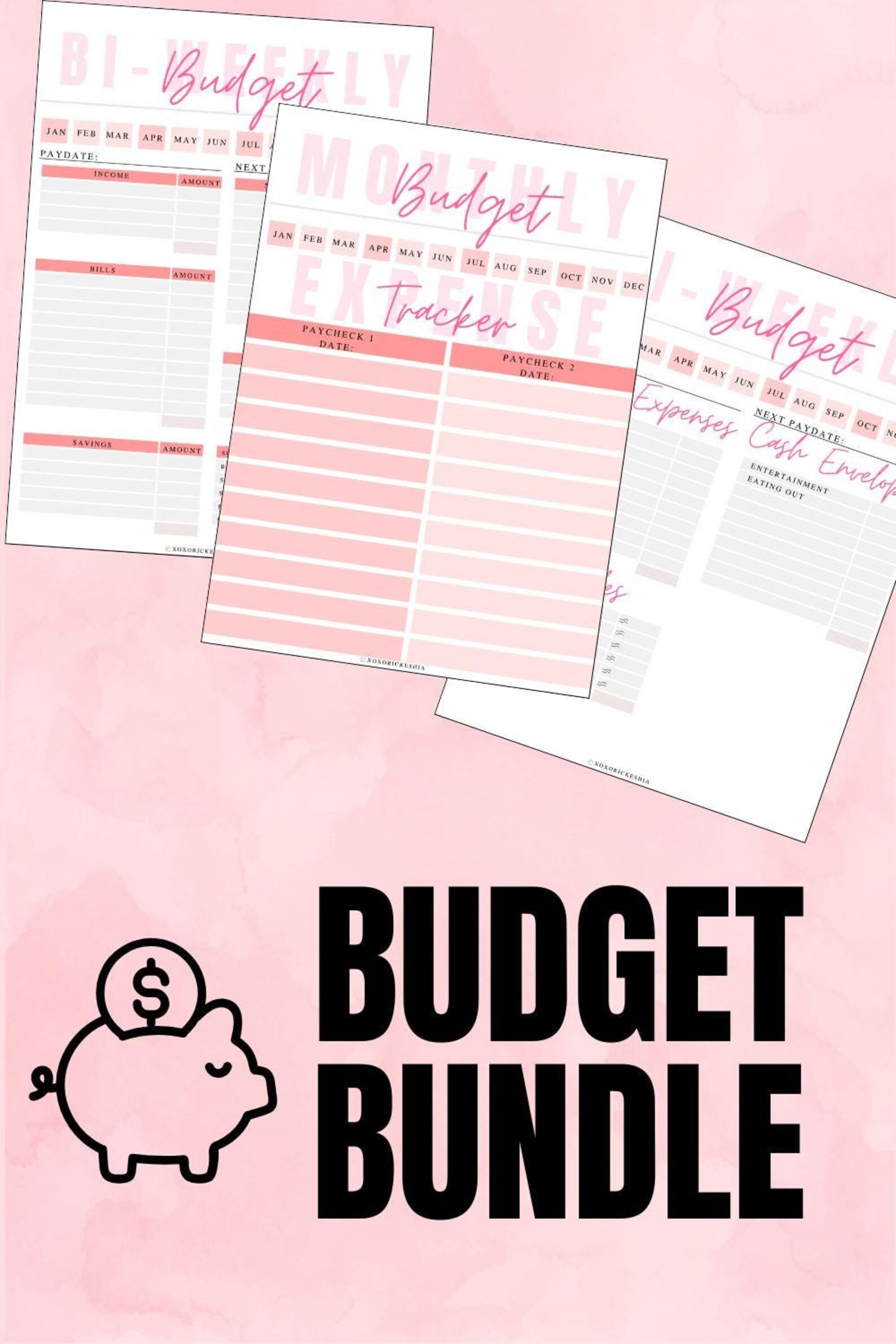 Monthly Bi-weekly Budget Tracking Bundle, Printable, Personal Finance ...
