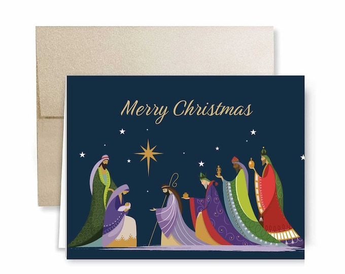 Set of 3 Christian Christmas Cards Christian Christmas Card Set-stars ...