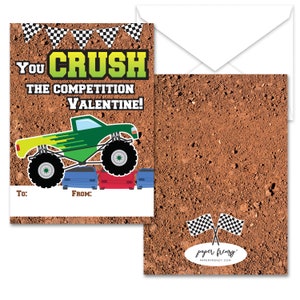 Monster Truck Themed Valentine Cards Valentines - 25 Pack - Etsy