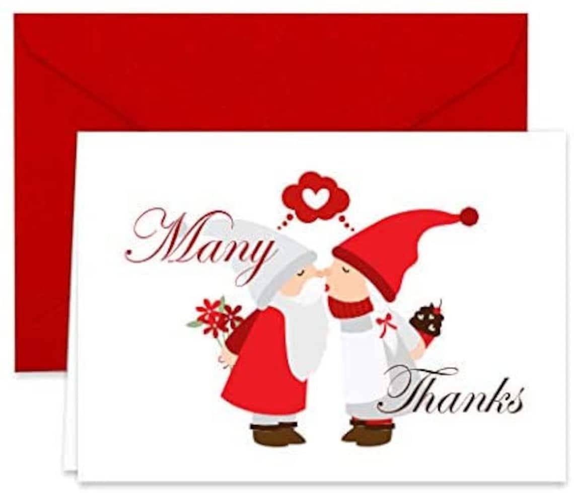 Christmas Holiday Gnomes Thank You Note Cards - Etsy Australia