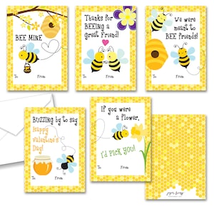 Bumble Bee Theme Kid Classroom Valentine Cards Valentines - 25 Pack - Etsy