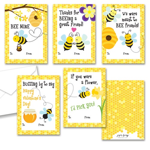 Bumble Bee Theme Kid Classroom Valentine Cards Valentines 25 - Etsy