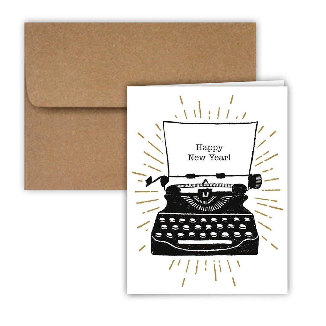Happy New Year Typewriter Christmas Cards - Etsy